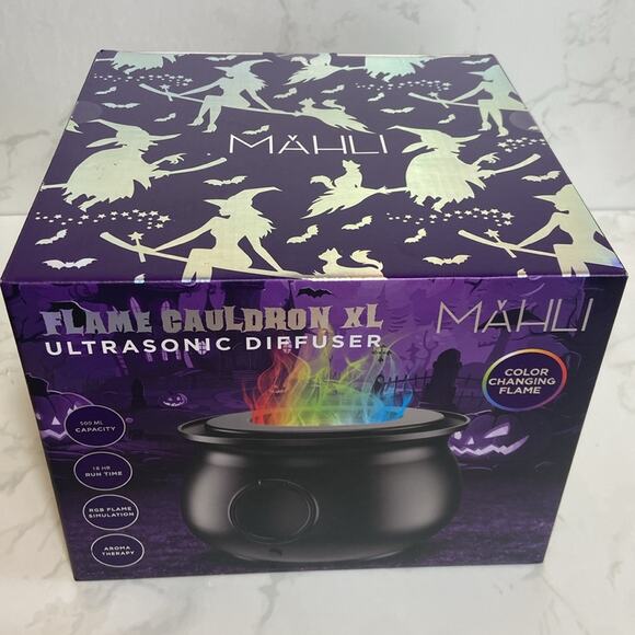Mahli | Accents | New Mahli Halloween Black Cauldron Color Changing ...